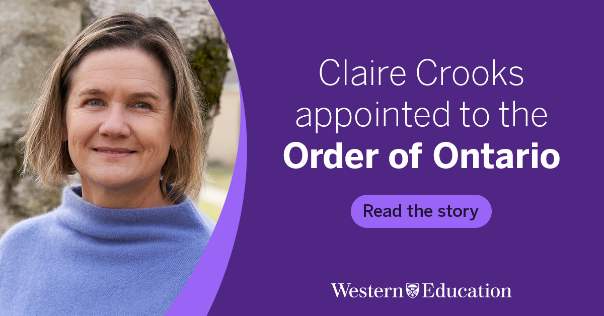 Claire Crooks appointed to the Order of Ontario - Faculty of Education - Western University